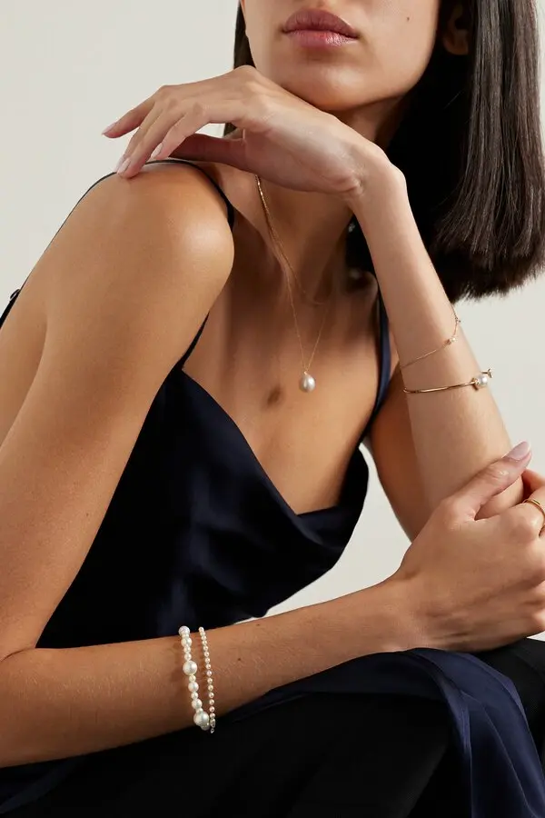 Mizuki 14-Karat Pearl Bracelet - Gold | Editorialist