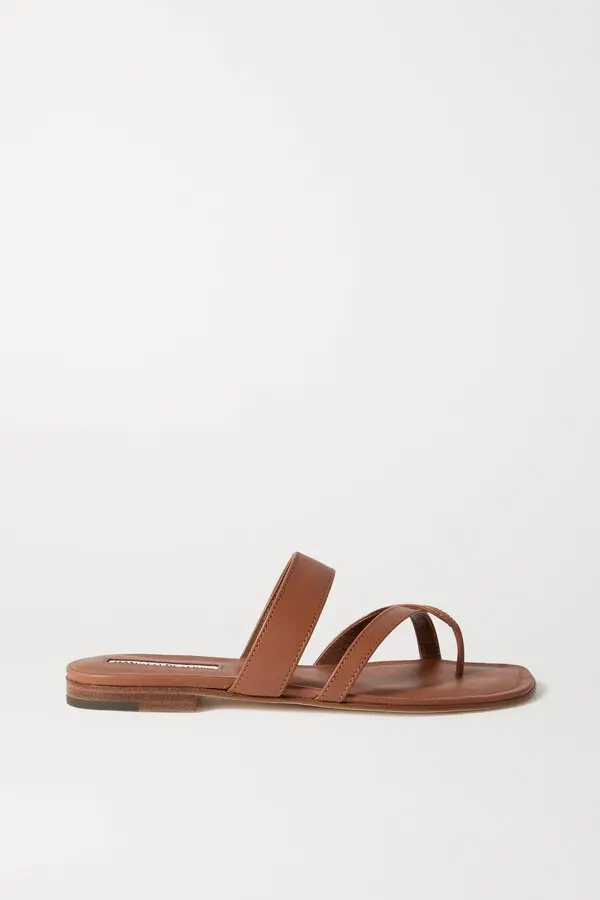 Manolo Blahnik Susa Leather Sandals - Brown