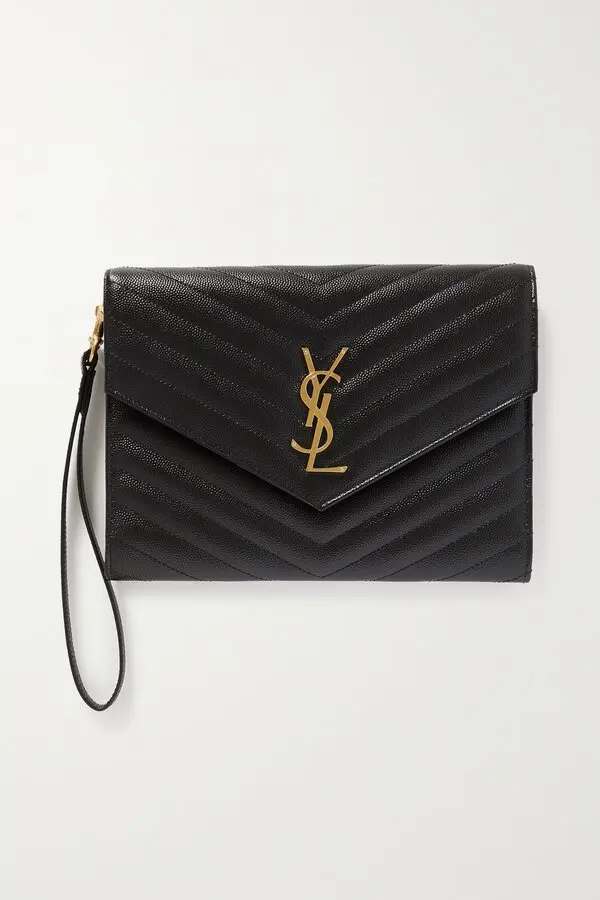 Saint Laurent Monogramme Textured-leather Pouch - Black