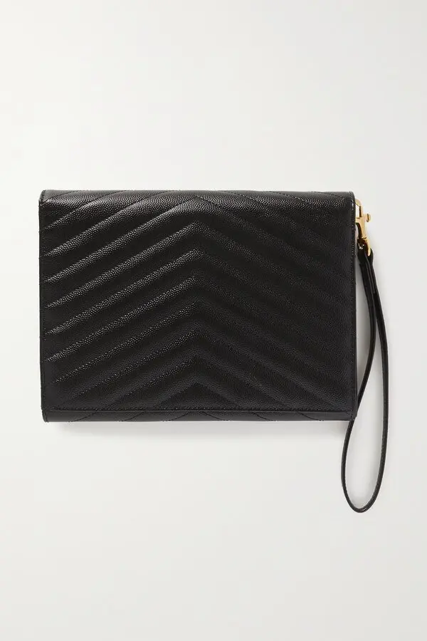 Saint Laurent Monogramme Textured-leather Pouch - Black