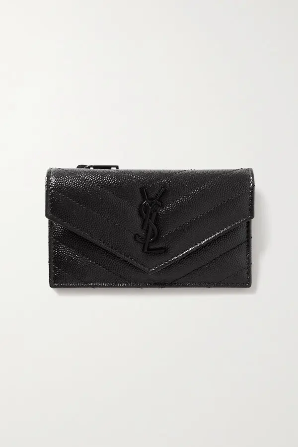 Saint Laurent Monogramme Quilted Textured-leather Wallet - Black