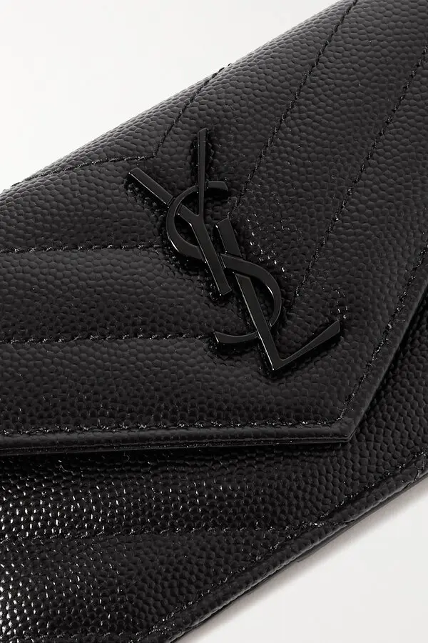 Saint Laurent Monogramme Quilted Textured-leather Wallet - Black