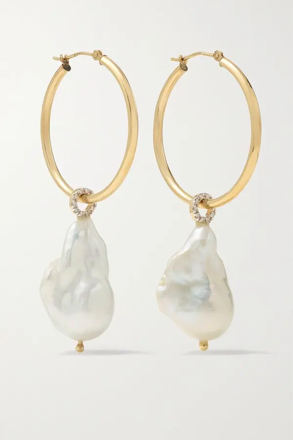 Mateo 14-karat Pearl And Diamond Earrings - Gold