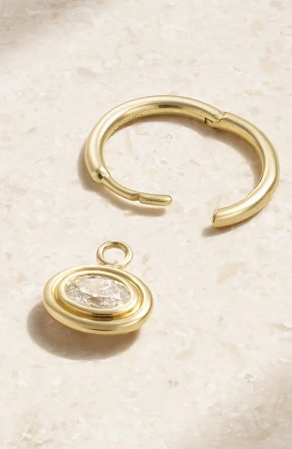 GEMELLA JEWELS Double Bubble 18-karat Diamond Single Hoop Earring