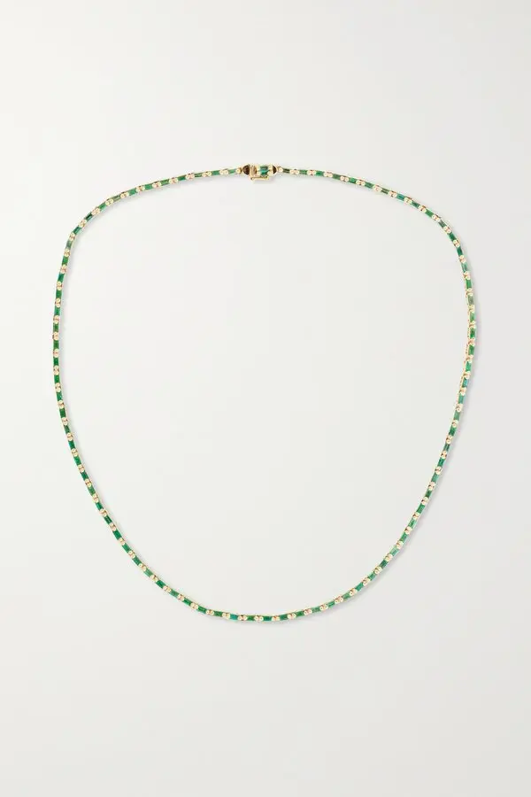 SUZANNE KALAN 18-karat Emerald Tennis Necklace - Gold
