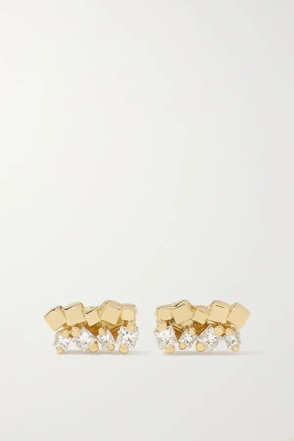 SUZANNE KALAN 18-karat Diamond Earrings - Gold