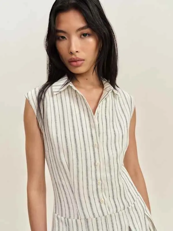 Arella Linen Mini Dress - Elsie Stripe