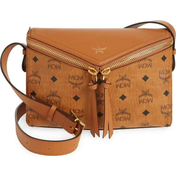 Mcm Signature Logo Print Shoulder Bag
