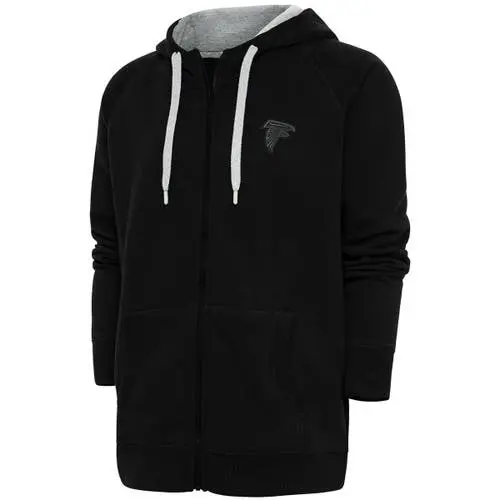 ANTIGUA Atlanta Falcons Tonal Logo Victory Full-zip Hoodie - Black