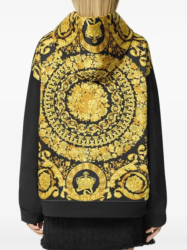 Versace Barocco Panelled Hoodie In Black - 50% Off | Editorialist