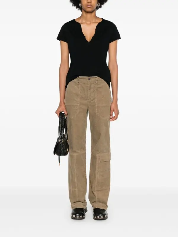 Zadig&Voltaire Organic Cotton Henley T-shirt With Diamante Wings - Black