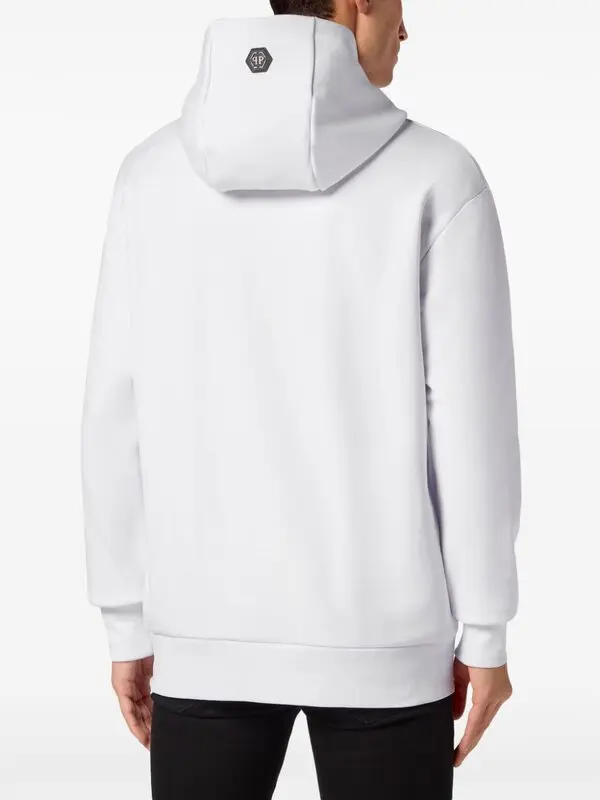 Philipp Plein Crystal-embellished Tiger-print Hoodie - White