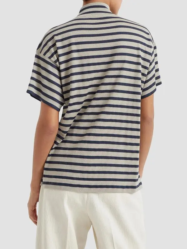 Brunello Cucinelli Cashmere And Silk Sparkling Stripe Turtleneck Sweater