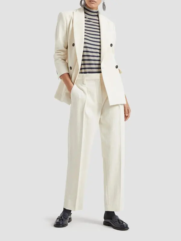 Brunello Cucinelli Cashmere And Silk Sparkling Stripe Turtleneck Sweater