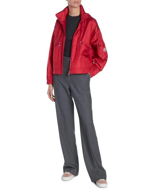 Moncler Hemar Short Parka Jacket With Concealed Hood - Jester Red