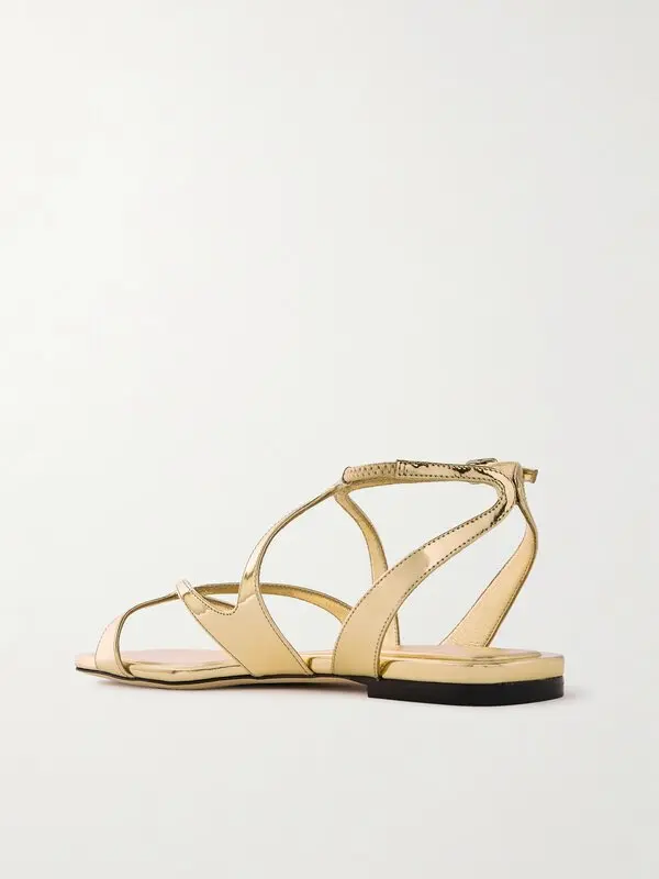 JIMMY CHOO Ayla Metallic Leather Sandals - Gold