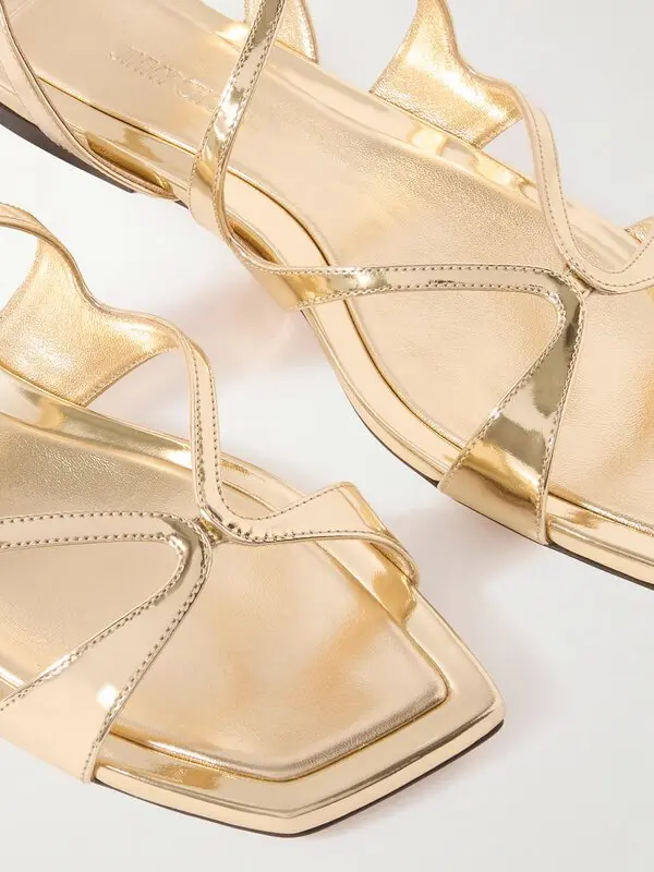 JIMMY CHOO Ayla Metallic Leather Sandals - Gold