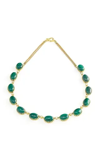 JENNA BLAKE 18k Yellow Gold Diamond And Malachite Necklace