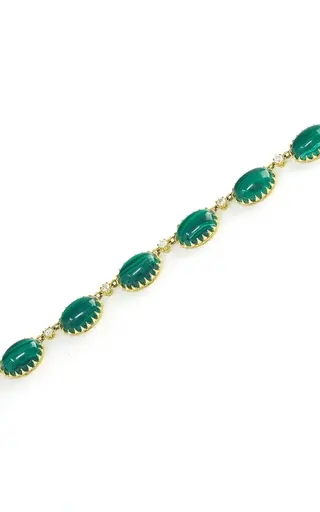 JENNA BLAKE 18k Yellow Gold Diamond And Malachite Necklace