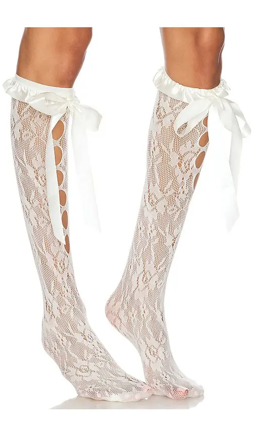 STEMS Lolita Knee High Socks - White