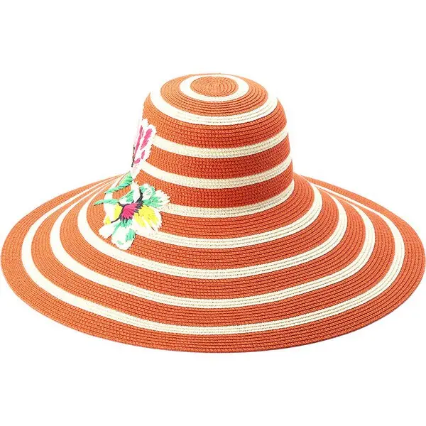 Kate Spade New York Embroidered Straw Sun Hat - Cream / Multi