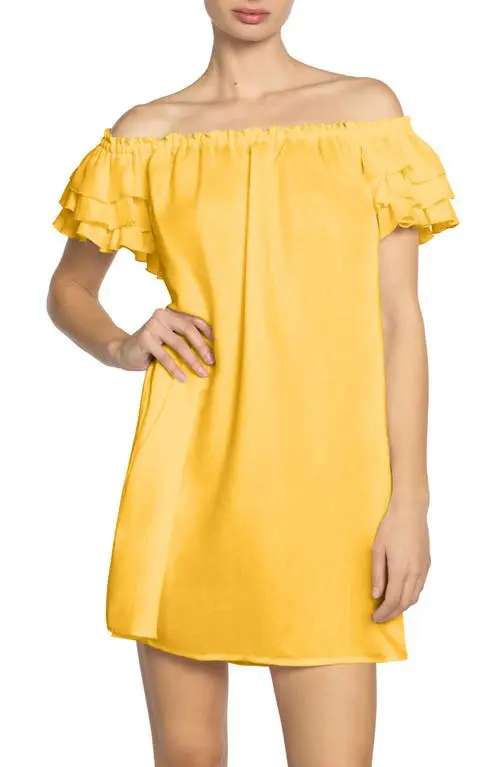 Robin Piccone Summer Ruffle Off The Shoulder Cover-up Dress - Yolk