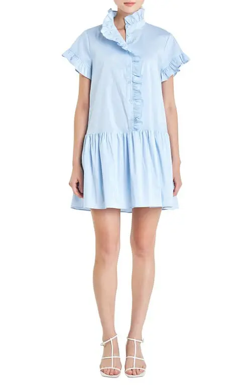 English Factory Ruffle Drop Waist Mini Dress