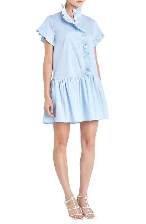 English Factory Ruffle Drop Waist Mini Dress