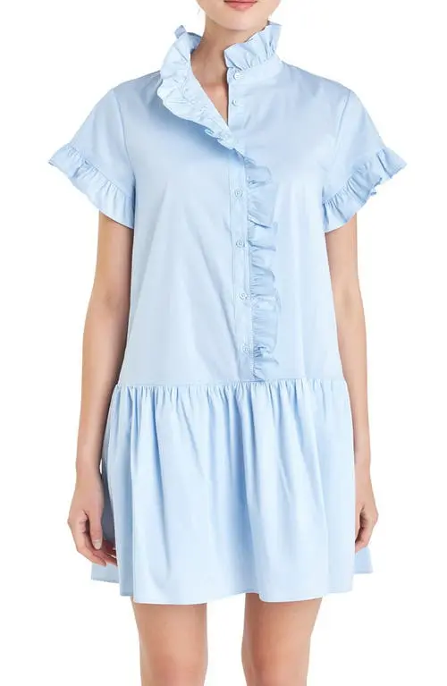 English Factory Ruffle Drop Waist Mini Dress