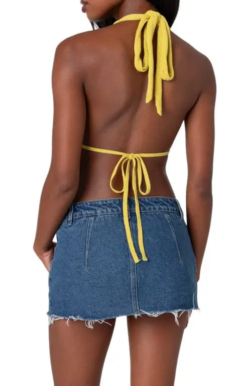 EDIKTED Caraway Split Front Open Back Rib Halter Top