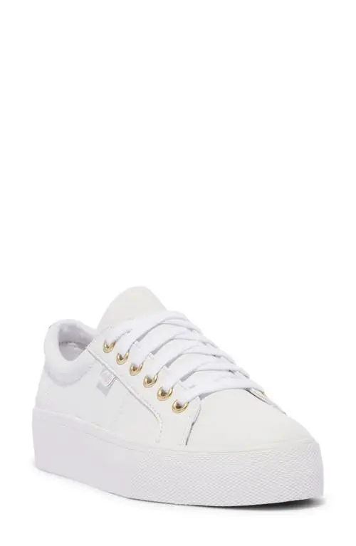 KEDS® Jump Kick Duo Platform Sneakers - White/gold Leather