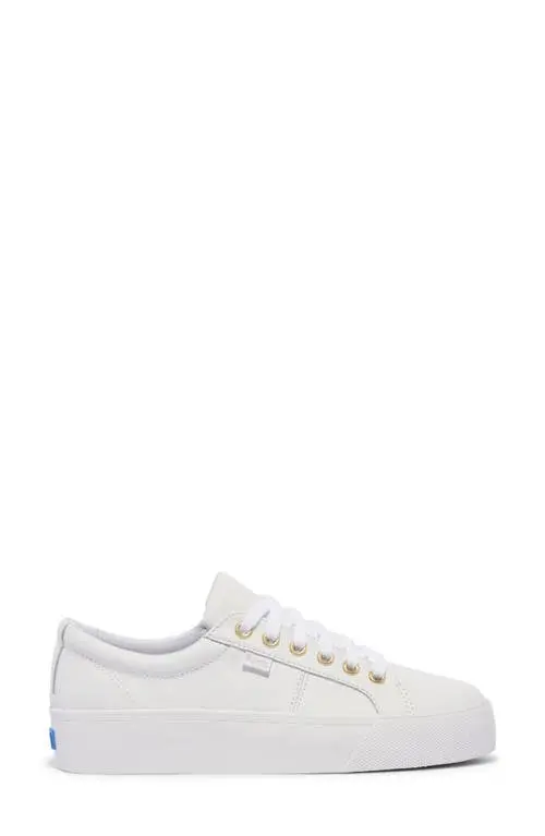 KEDS® Jump Kick Duo Platform Sneakers - White/gold Leather