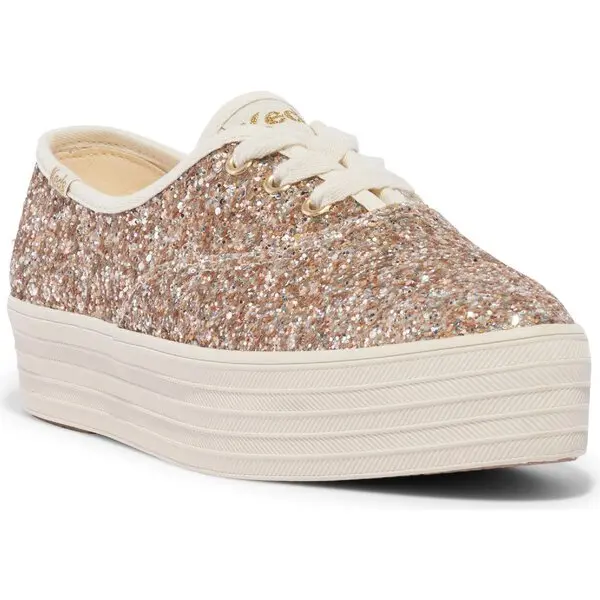 Keds® Point Glitter Platform Sneakers - Gold Glitter