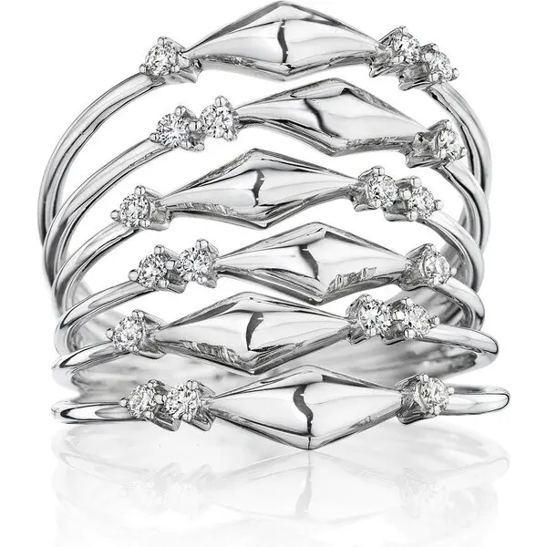 Hueb Luminus Stacked Diamond Ring - White Gold
