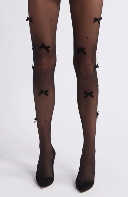 HIGH HEEL JUNGLE Nevermore Embellished Tights - Black