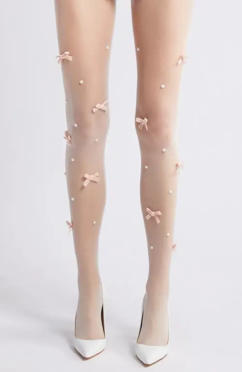 HIGH HEEL JUNGLE Nevermore Embellished Tights - White