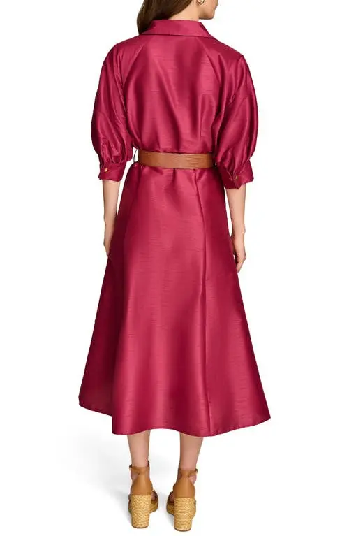 Donna Karan New York Belted Shantung Midi Shirt Dress In Cactus Flower -  70% Off | Editorialist
