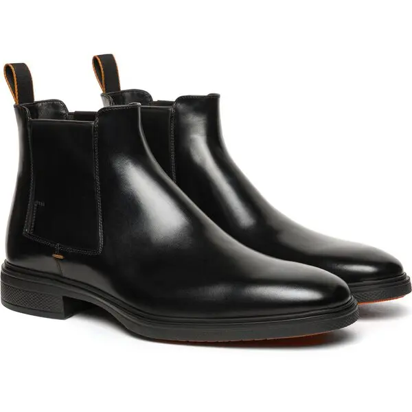 Santoni Leather Chelsea Boots
