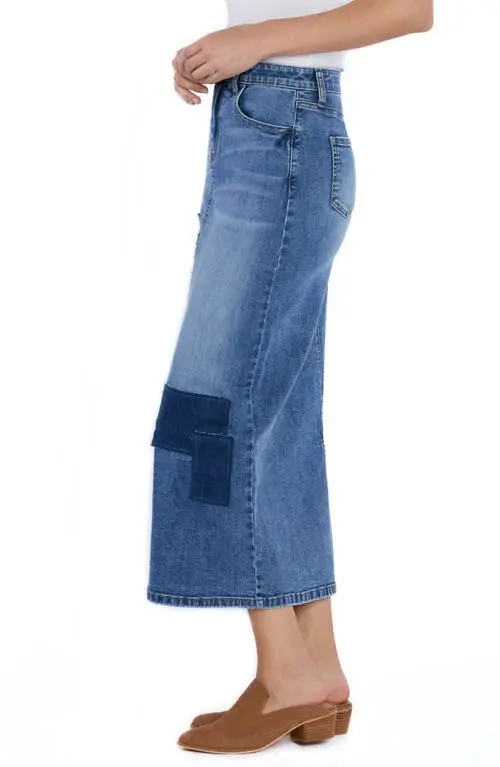 WASH LAB DENIM Patchwork Midi Skirt