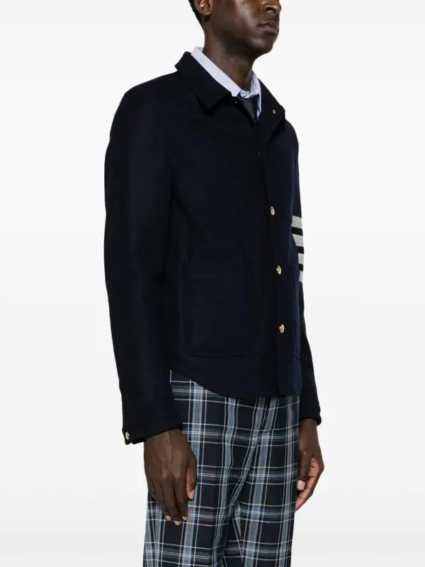Thom Browne 4-bar Felted Shirt Jacket - Blue