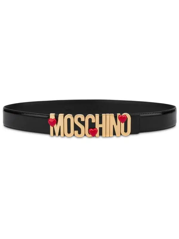 Moschino Lettering Leather Belt In Black - 52% Off  display picture 1