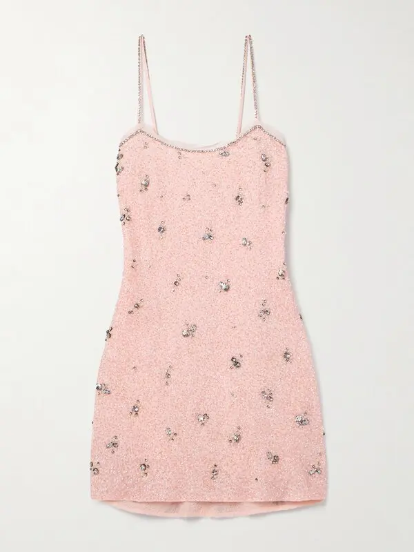 LoveShackFancy Windson Chiffon-trimmed Embellished Crepe Mini Dress