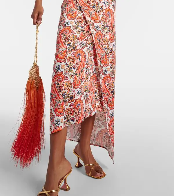 Rabanne Gathered Paisley Midi Dress - Multicoloured