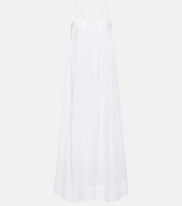 Asceno Heather Cotton Batiste Maxi Dress - White
