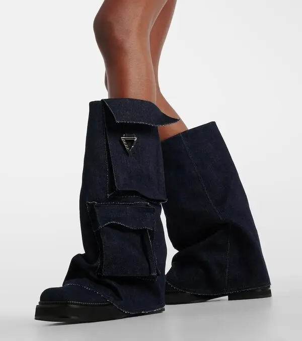 Attico Robin Denim Combat Boots
