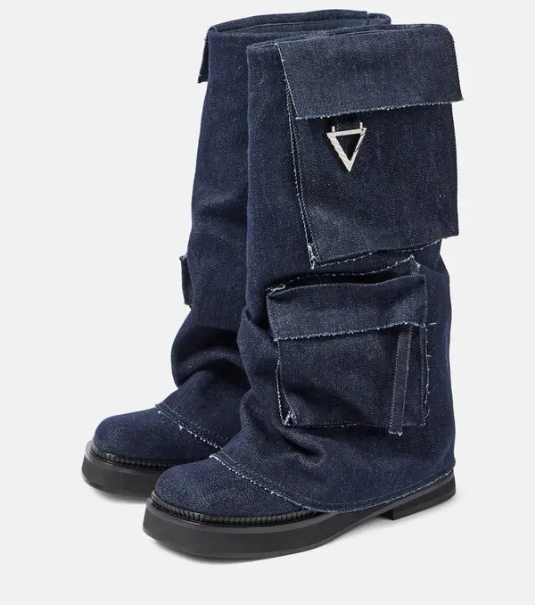 Attico Robin Denim Combat Boots