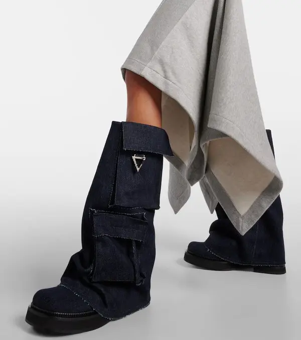Attico Robin Denim Combat Boots - Blue