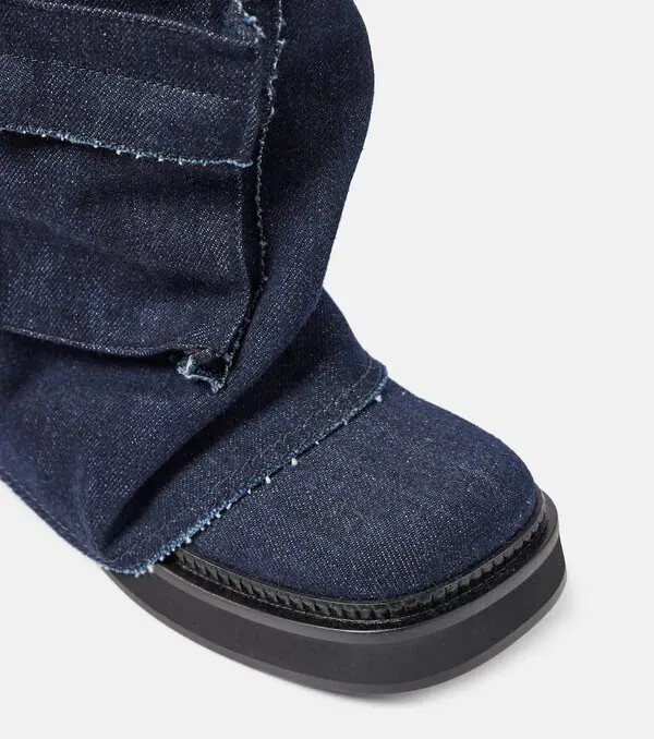 Attico Robin Denim Combat Boots - Blue