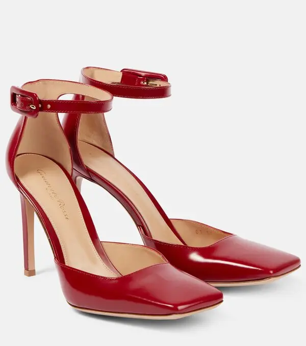 GIANVITO ROSSI Casey Leather D'orsay Pumps - Red
