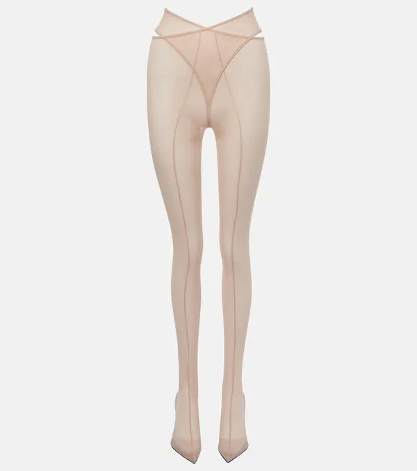 Attico Cheopissima Over-the-knee Mesh Boots - Beige